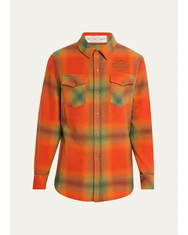 GOD'S TRUE CASHMERE X Harley-davidson Plaid Cashmere Button-down Shirt