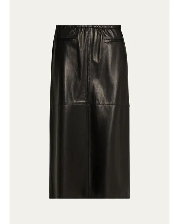 NACKIYE Runway Leather Midi Skirt