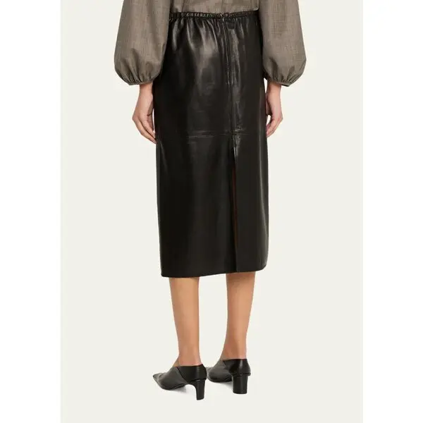 NACKIYE Runway Leather Midi Skirt