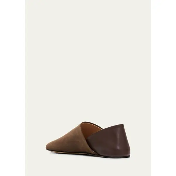 JW Anderson Babouche Collapsible-heel Mixed Leather Flats - Chocolate