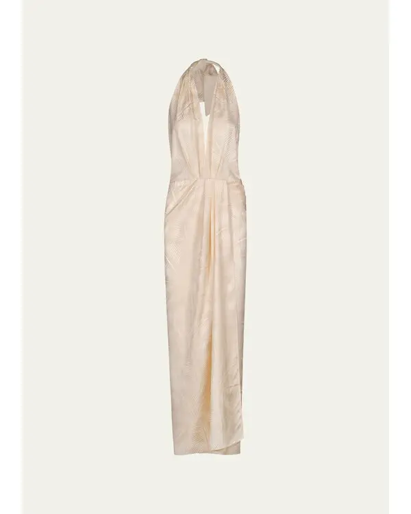 Johanna Ortiz Wildly Beautiful Plunging Halter Maxi Dress - Ecru