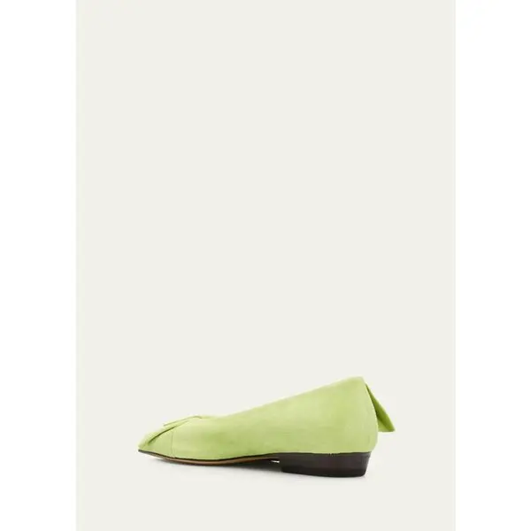 JW Anderson Suede Ruffle Ballerina Flats - Lime Green