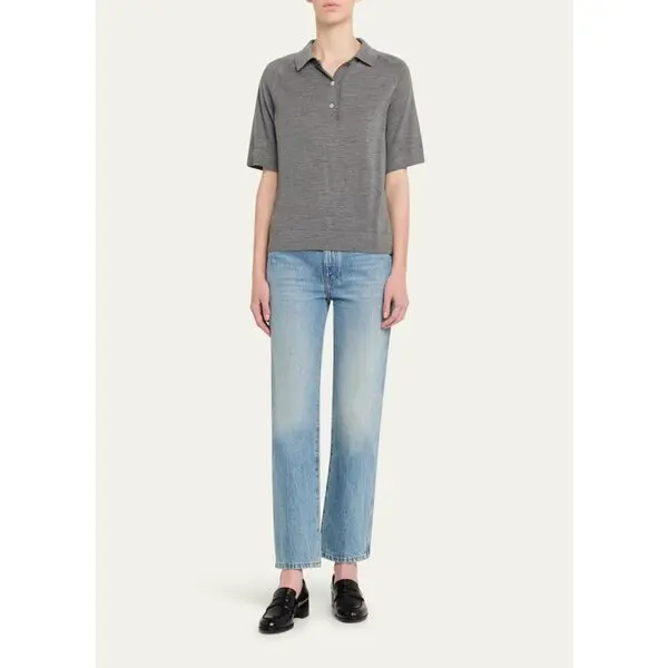 NACKIYE Cashmere-silk Polo Knit Top