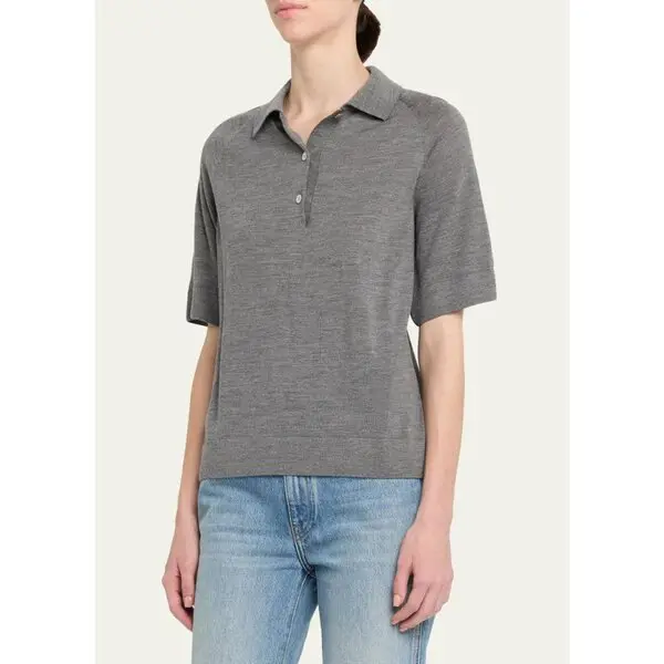 NACKIYE Cashmere-silk Polo Knit Top