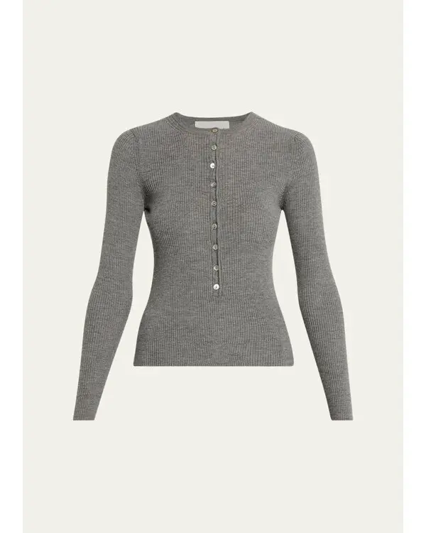 NACKIYE Insider Wool Rib Henley Top