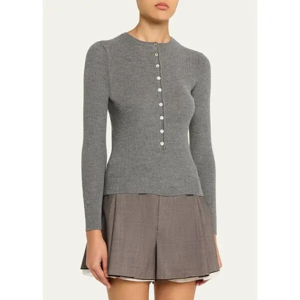 NACKIYE Insider Wool Rib Henley Top
