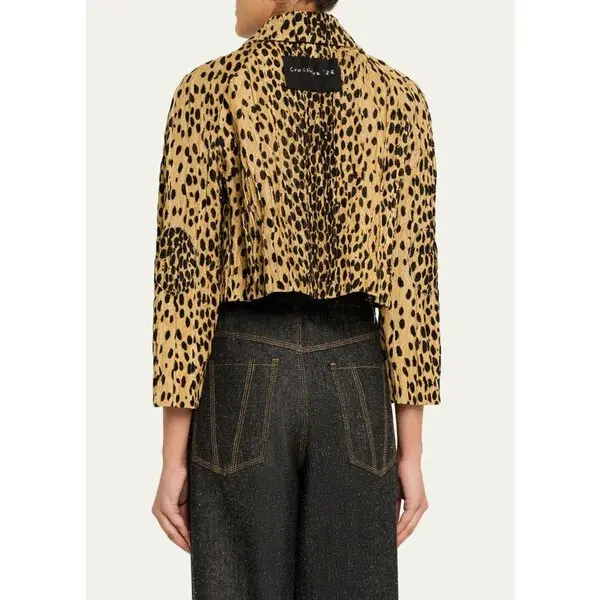 NACKIYE Pixie Cheetah-print Velvet Crop Jacket