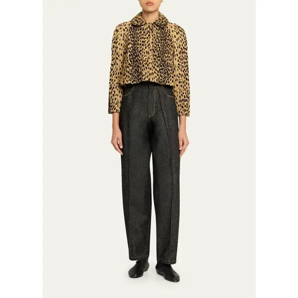 NACKIYE Pixie Cheetah-print Velvet Crop Jacket
