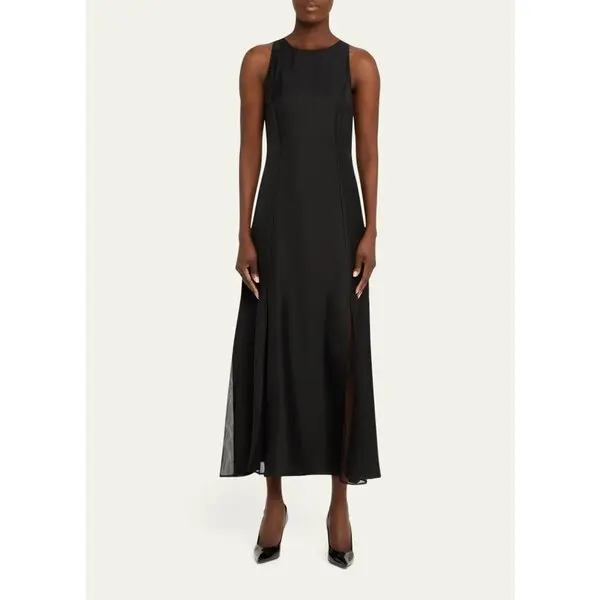 Loulou De Saison Iraka Sleeveless Silk Godet Ankle Dress
