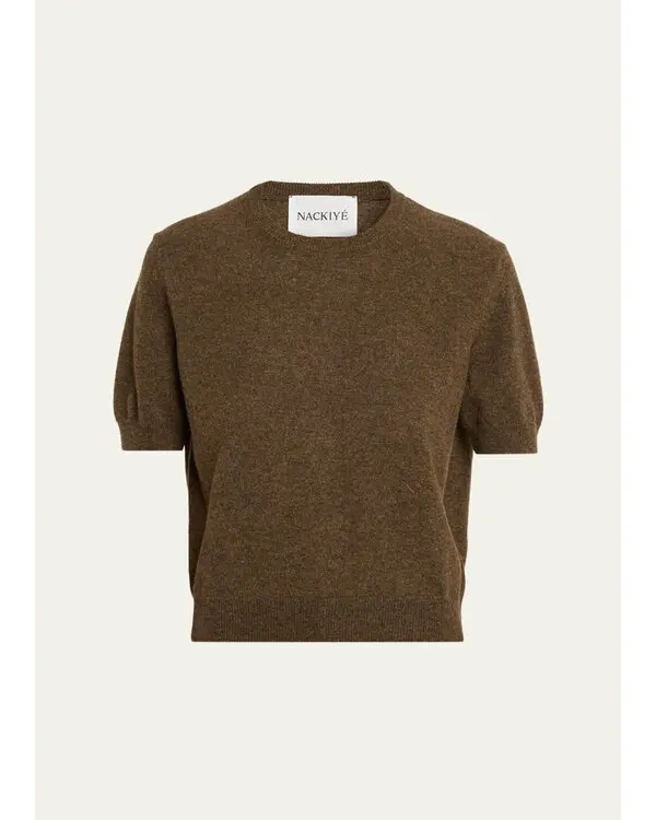NACKIYE Pearl Cashmere Short-sleeve Sweater