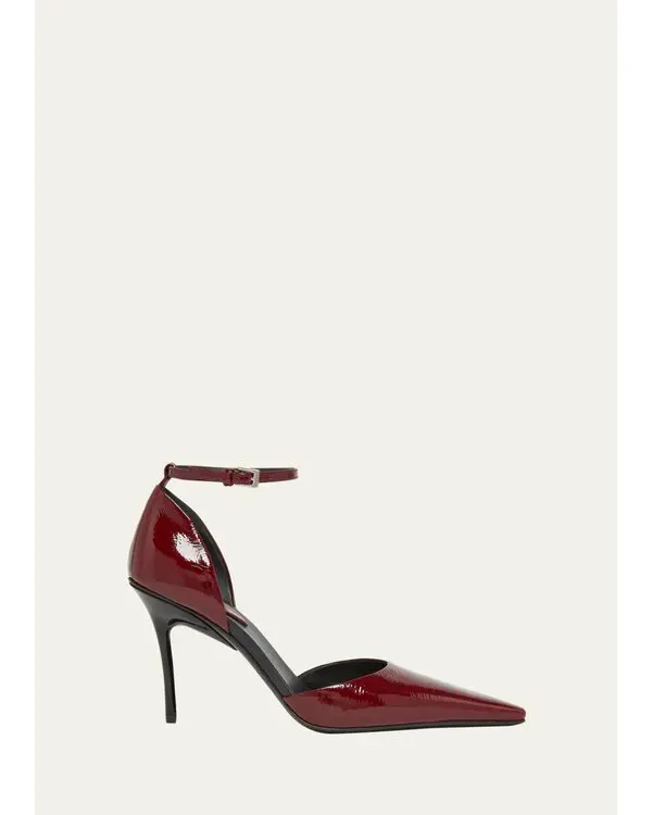 Alaïa 90mm D'orsay Shiny Leather Ankle-strap Pumps