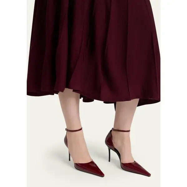 Alaïa 90mm D'orsay Shiny Leather Ankle-strap Pumps