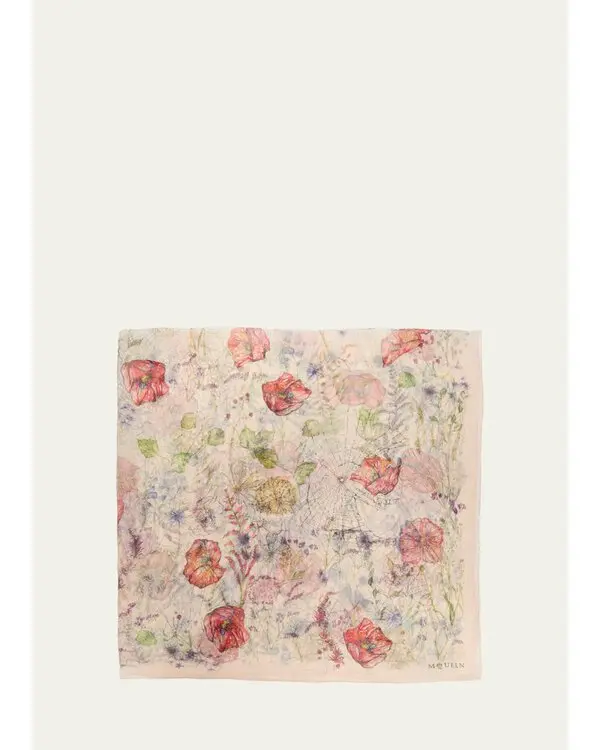 Alexander McQueen Skull & Spider Floral Scarf