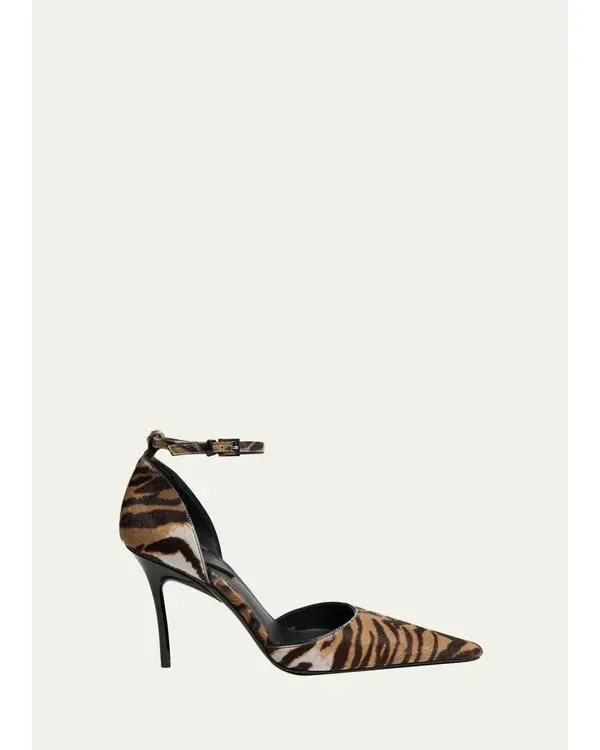 Alaïa 90mm D'orsay Calf Hair Ankle-strap Pumps - Tiger