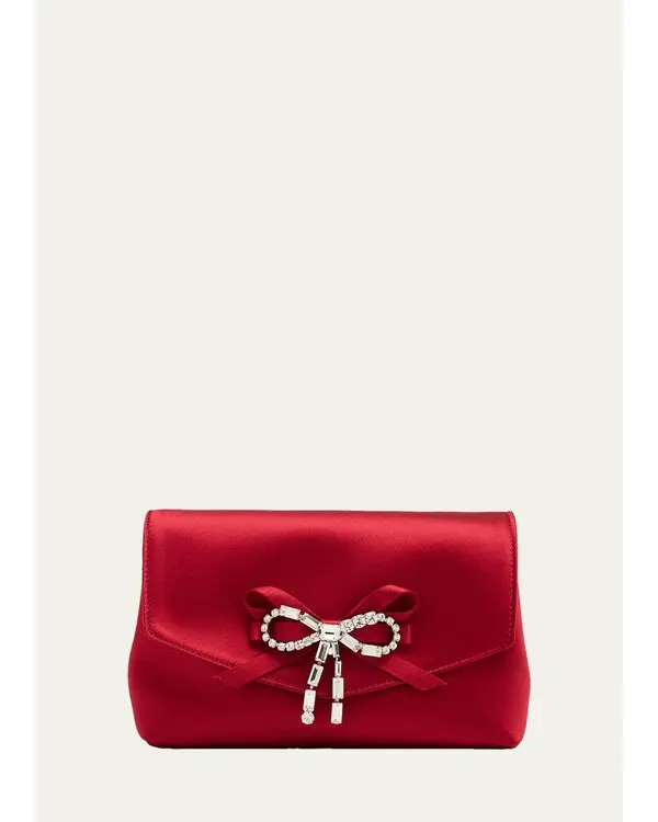 JIMMY CHOO Mini Crystal Bow-embellished Satin Crossbody Bag