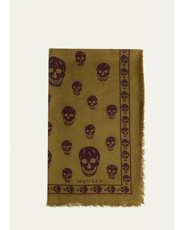 Alexander McQueen Abstract Skull Scarf - Olive/oxbl