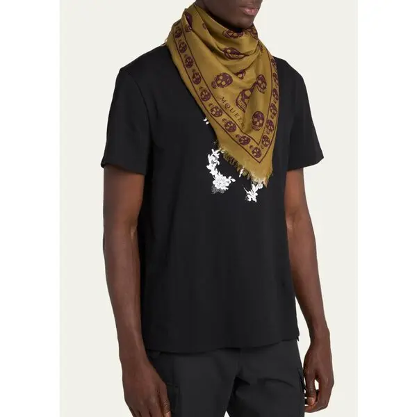 Alexander McQueen Abstract Skull Scarf - Olive/oxbl