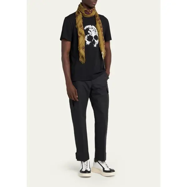 Alexander McQueen Abstract Skull Scarf - Olive/oxbl