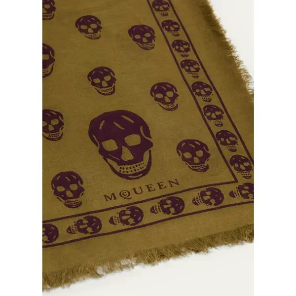 Alexander McQueen Abstract Skull Scarf - Olive/oxbl