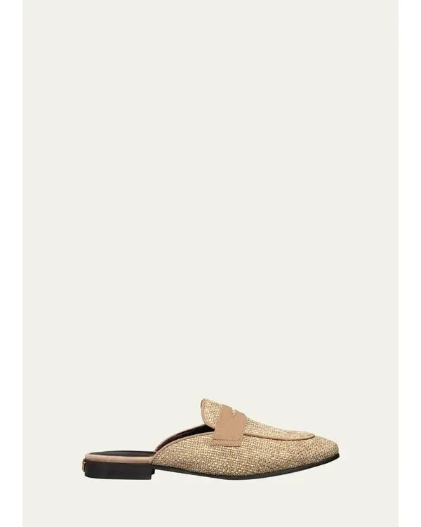 BOUGEOTTE Raffia Loafer Mules