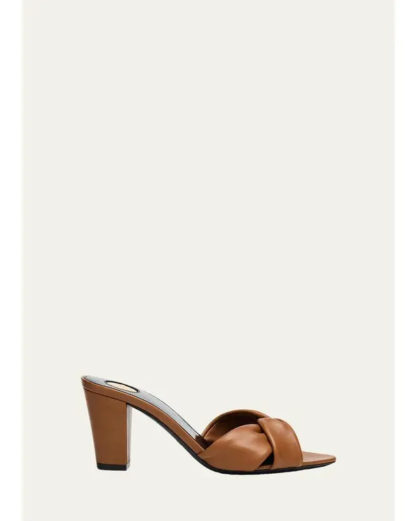 Saint Laurent 75mm Franciane Leather Mule Sandals