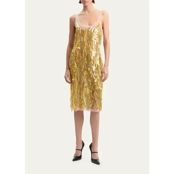 16Arlington Shani Embellished Mesh Midi Dress