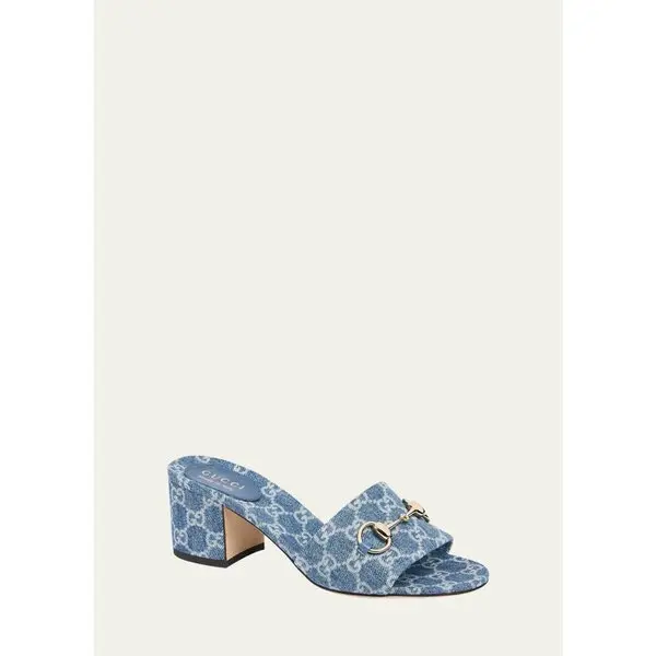 Gucci 55mm Siaga Gg Monogram Block-heel Sandals