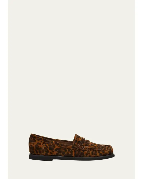 GIANVITO ROSSI Printed Suede Penny Loafers
