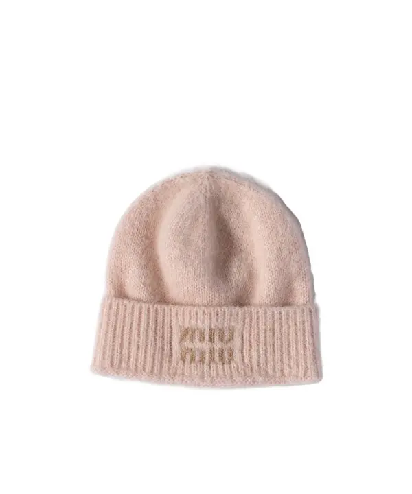 Miu Miu Logo-embroidered Mohair-blend Beanie Hat - Opal