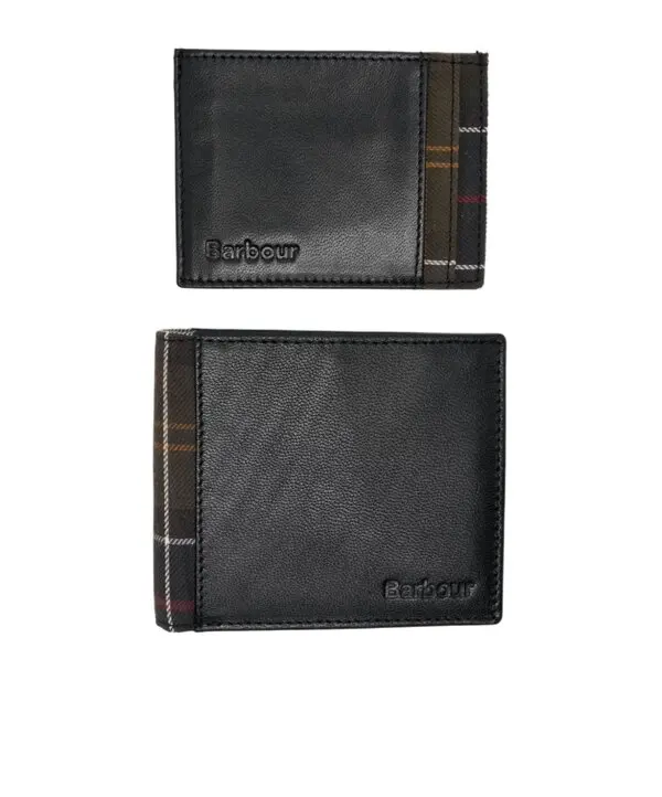 Barbour Logo Embossed Bi-fold Wallet Card Holder Set