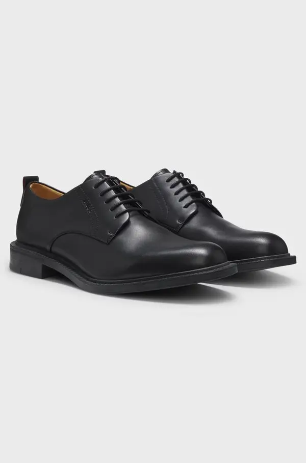 Hugo Boss Derby Shoes In Leather With Embossed-logo