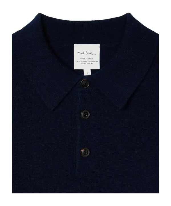 Paul Smith Navy Cashmere Long-sleeve Polo Shirt - No