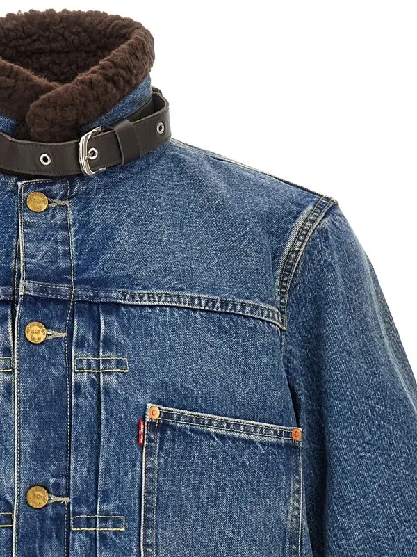 Sacai X Levi's Shearling-trim Denim Jacket