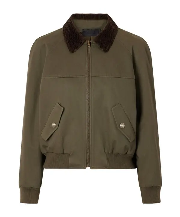 NILI LOTAN Corduroy-trimmed Cotton-twill Jacket
