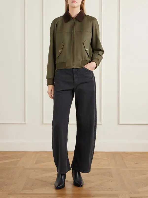 NILI LOTAN Corduroy-trimmed Cotton-twill Jacket