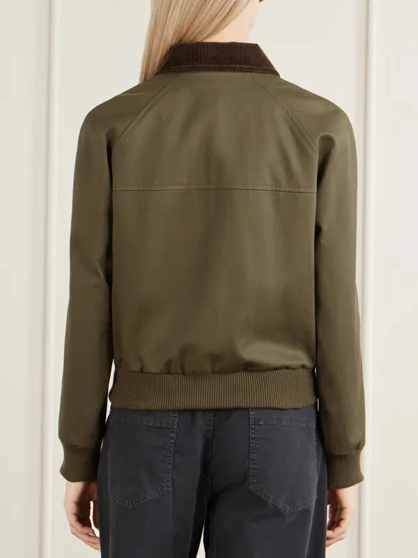 NILI LOTAN Corduroy-trimmed Cotton-twill Jacket