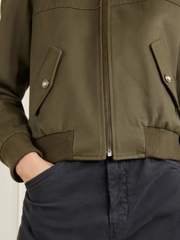NILI LOTAN Corduroy-trimmed Cotton-twill Jacket