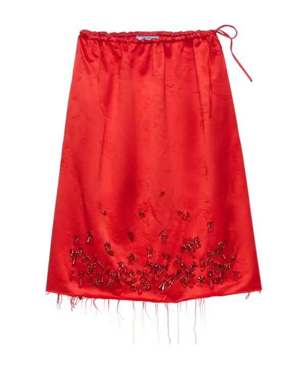 Prada Satin Skirt With Embroidery