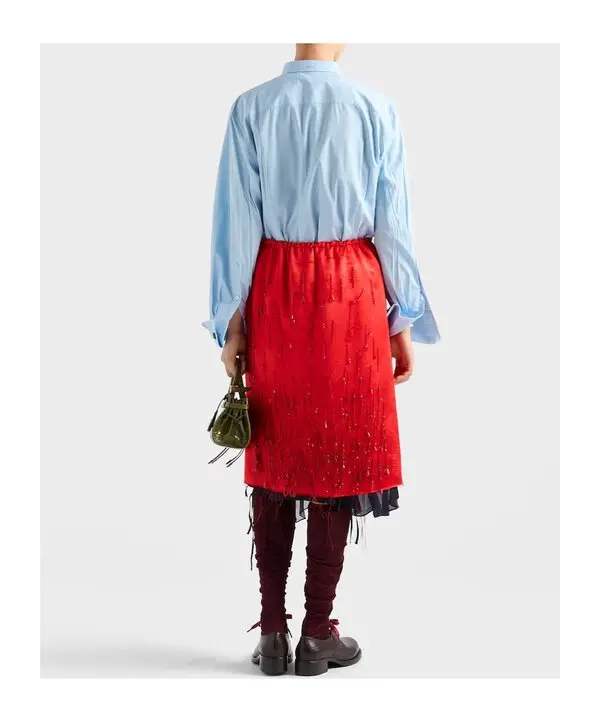Prada Satin Skirt With Embroidery