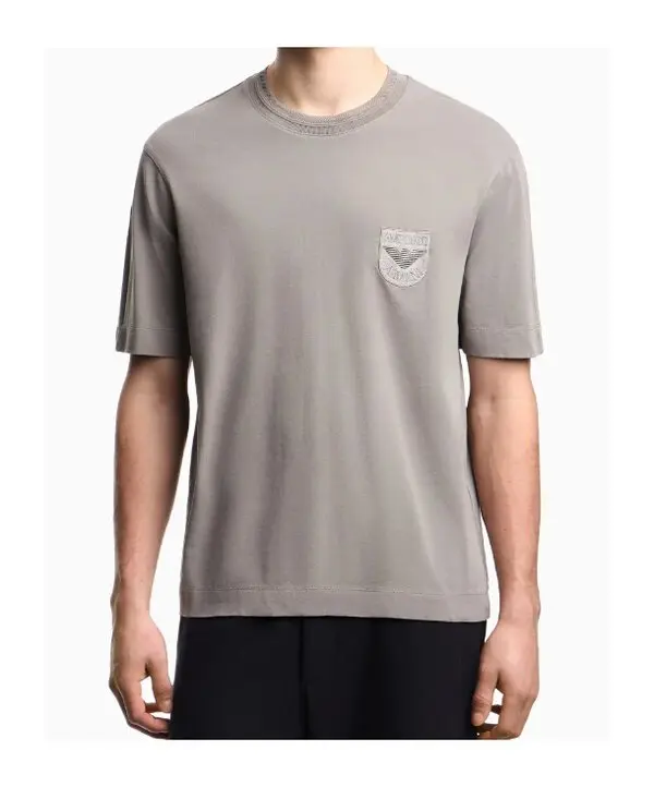 Emporio Armani Heavy Jersey T-shirt With Shield Embroidery