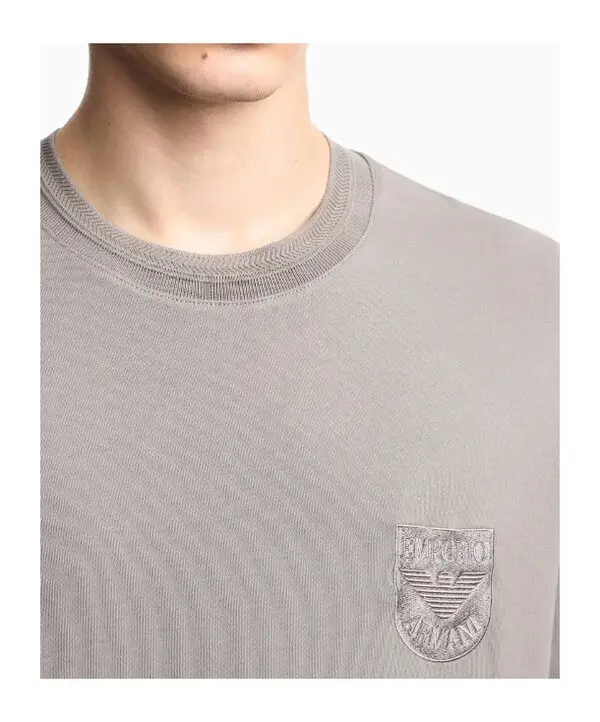 Emporio Armani Heavy Jersey T-shirt With Shield Embroidery