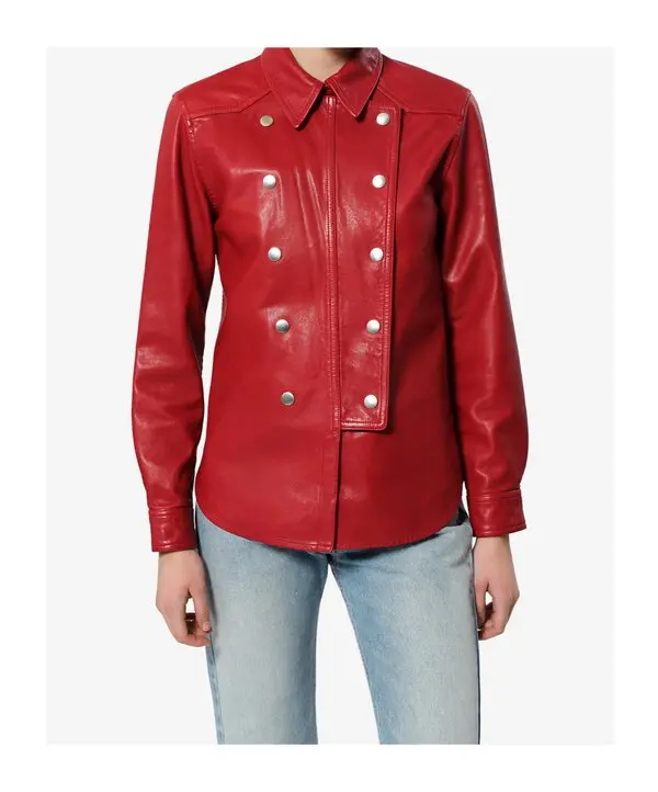 Isabel Marant Étoile Valdy Leather Shirt - Red