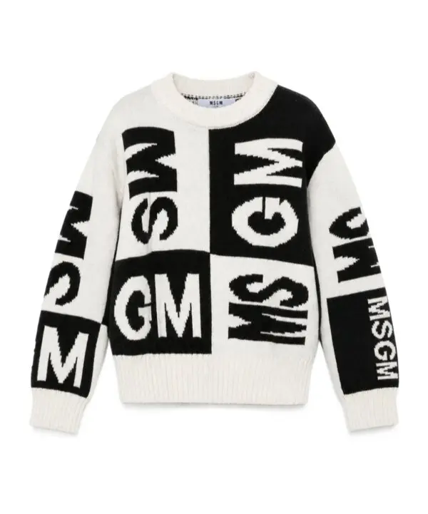 MSGM Logo-intarsia Checkered Sweater