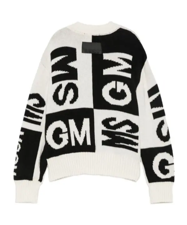 MSGM Logo-intarsia Checkered Sweater