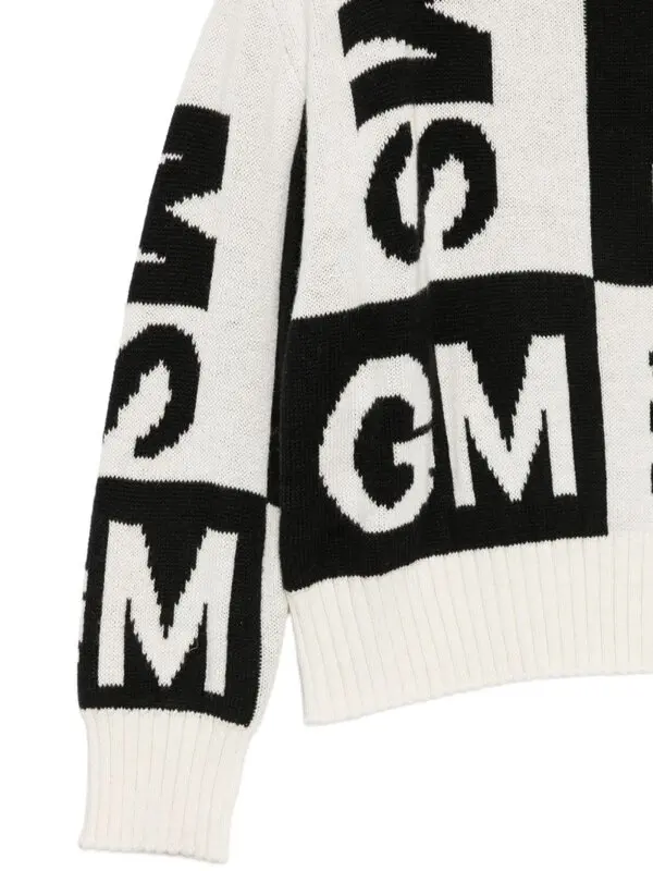 MSGM Logo-intarsia Checkered Sweater