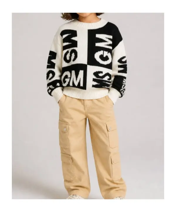 MSGM Logo-intarsia Checkered Sweater