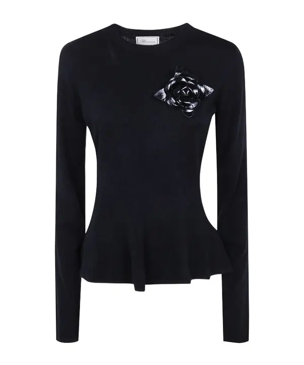 Blumarine Lace-insert Peplum Sweater - Black
