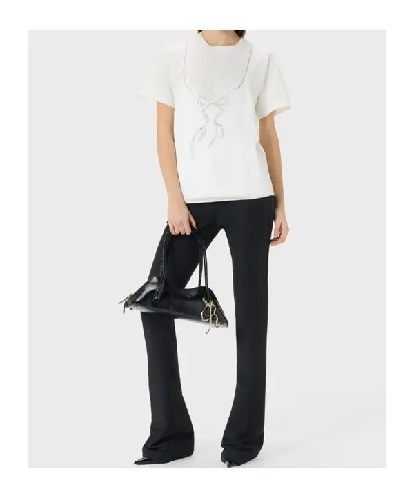 Blumarine Lace-trim Bow-print T-shirt