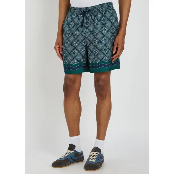 Casablanca Geometric Print Drawstring Silk Shorts