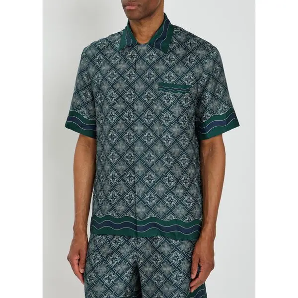 Casablanca Geometric Pattern Camp Collar Shirt